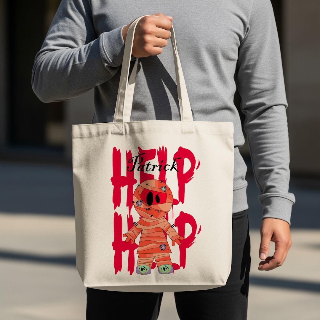 Personalized Mummy Tote Bag, Custom Halloween Treat Bag, Cute Character ...
