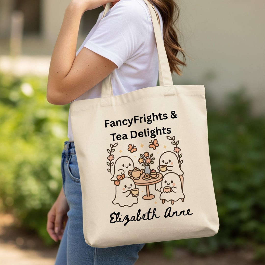 Spooky Tea Party Tote Bag, Ghost Friends, Cute Kawaii Ghosts ...