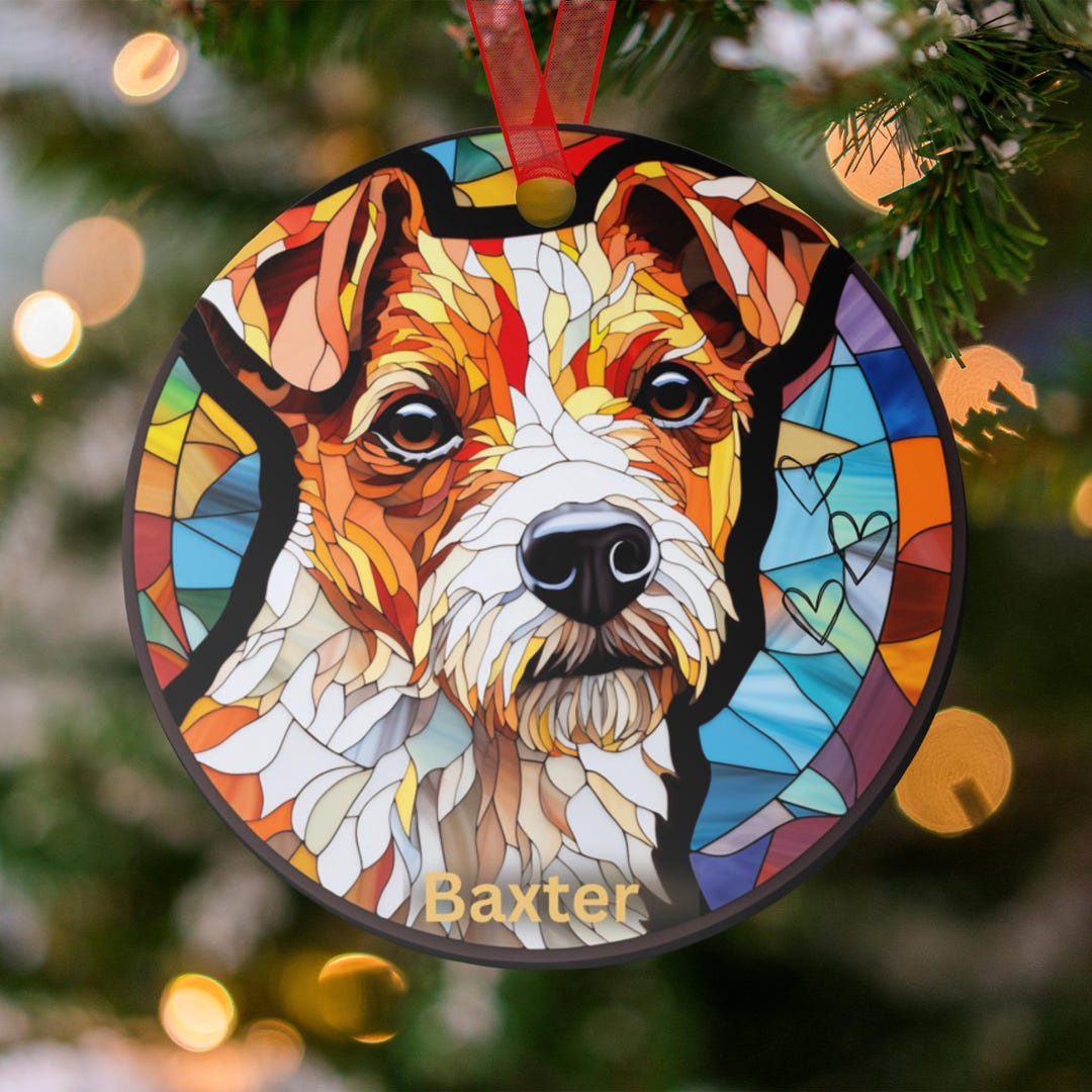 Personalized Jack Russell Ornament, Custom Dog Memorial, Stained Glass ...