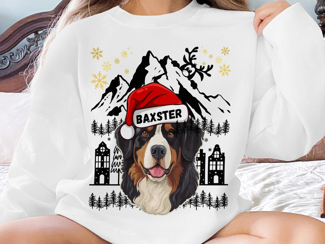 Personalized Bernese Mountain Dog Christmas Sweatshirt, Custom Dog Name ...