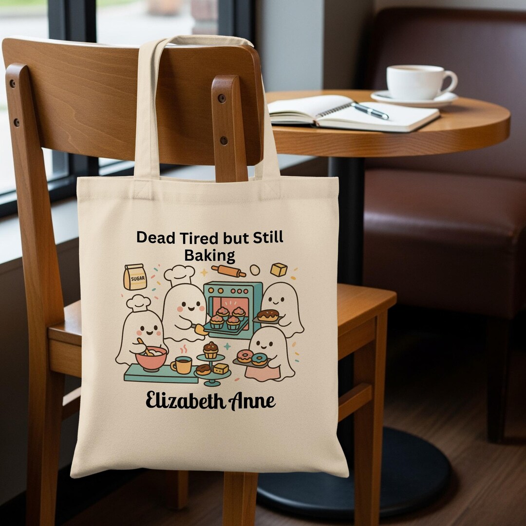 Personalized Baking Ghost Tote Bag, Cute Ghost Baker Gift, Spooky ...