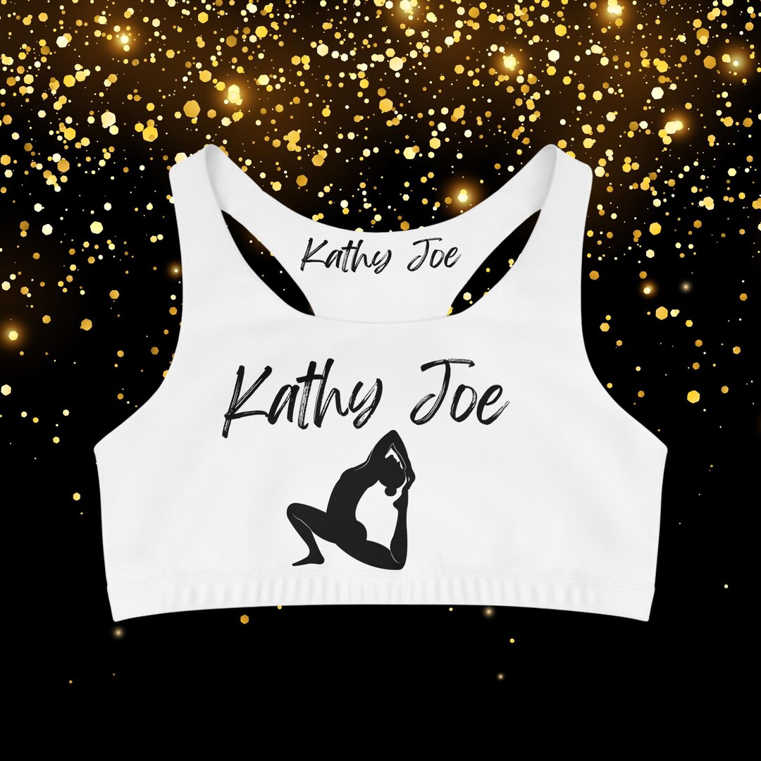 Personalized Sports Bra, Custom Seamless Yoga Bra, Black Silhouette ...