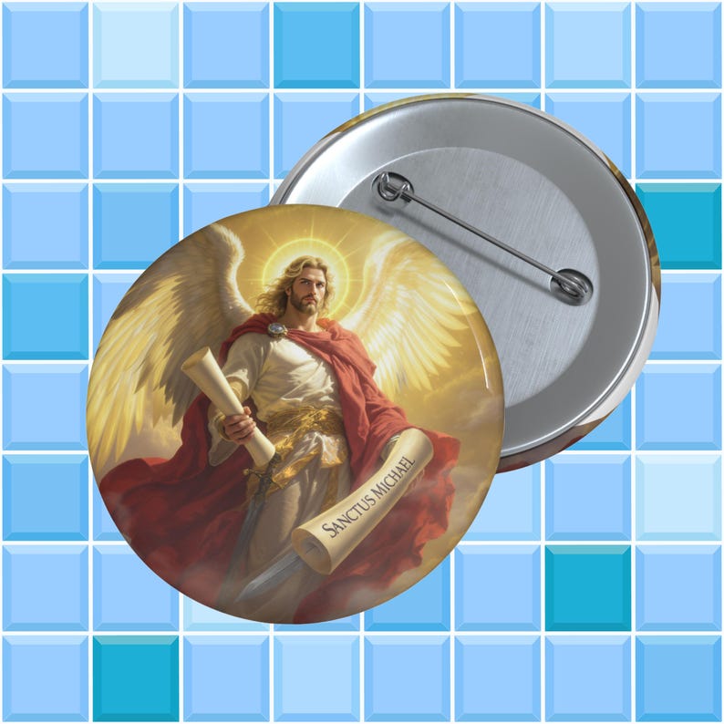 Saint Micheal Pin Button, Angelic Pin Buttons, Perfect for Spiritual ...
