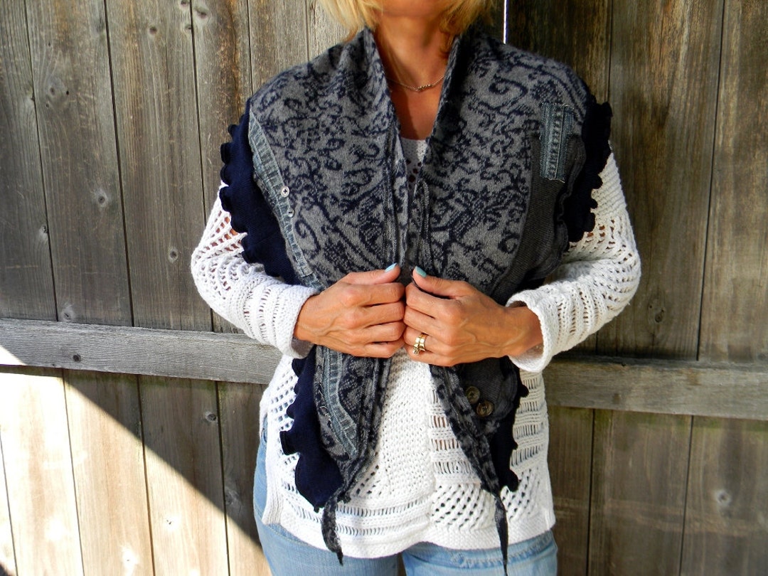 Upcycled Wool /merino Wool Ruffled Women Scarf Neck Warmer Cowl Neck ...