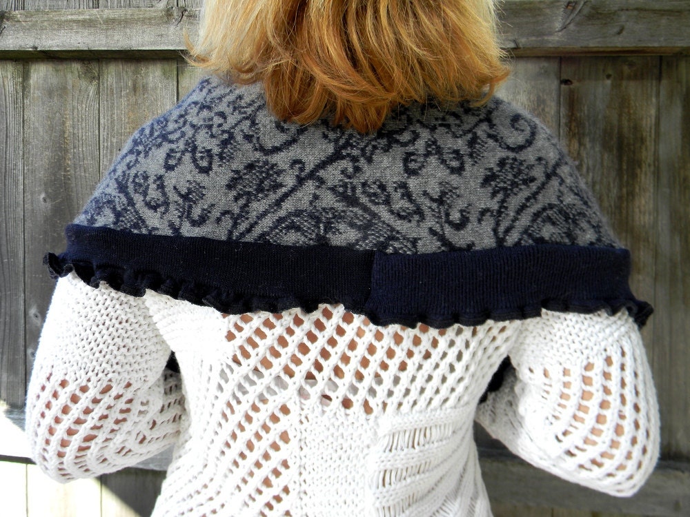 Upcycled Wool /merino Wool Ruffled Women Scarf Neck Warmer Cowl Neck ...