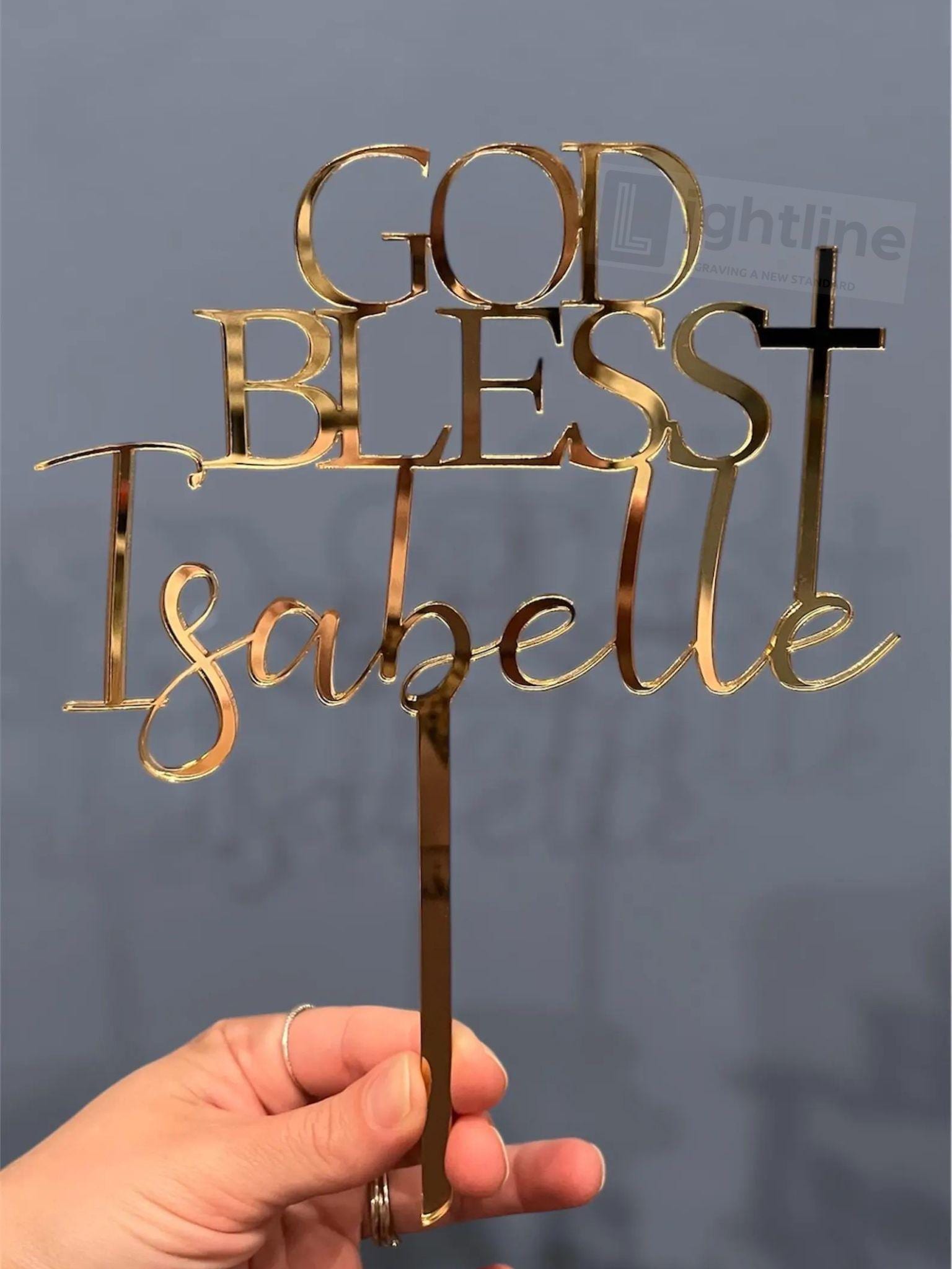 God Bless Name Cake Topper | Personalized Baptism, Christening or ...