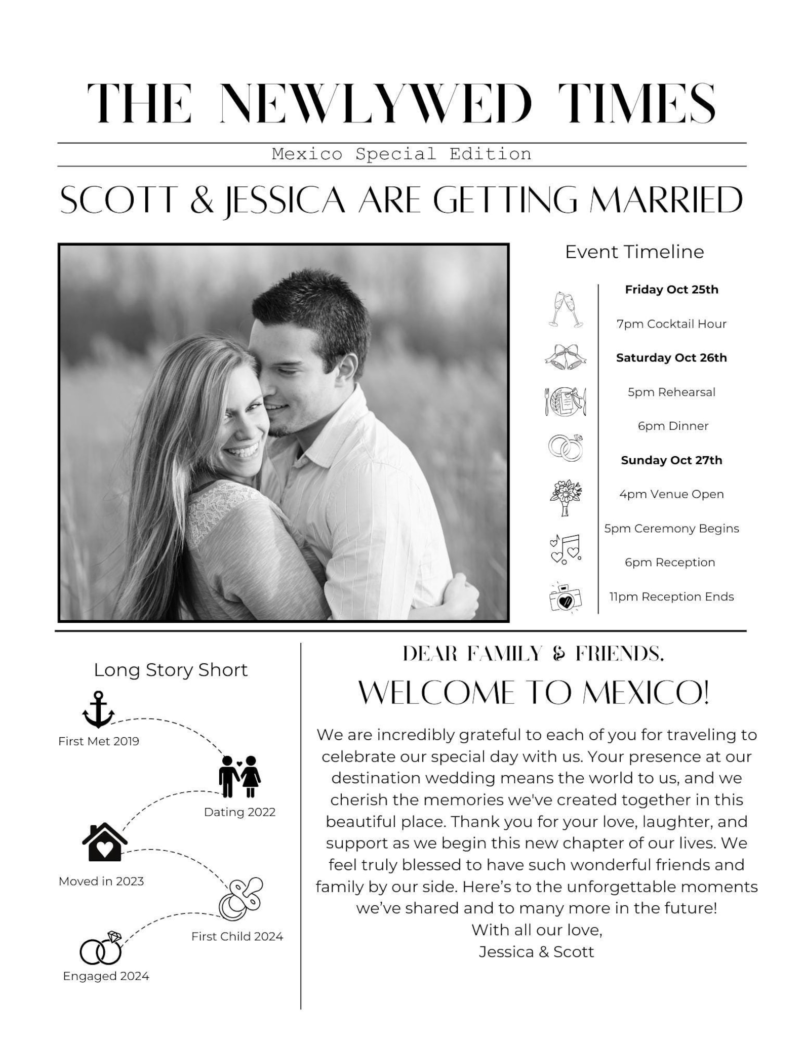 Destination Wedding Welcome Newsletter | Multiple Page Template - Etsy