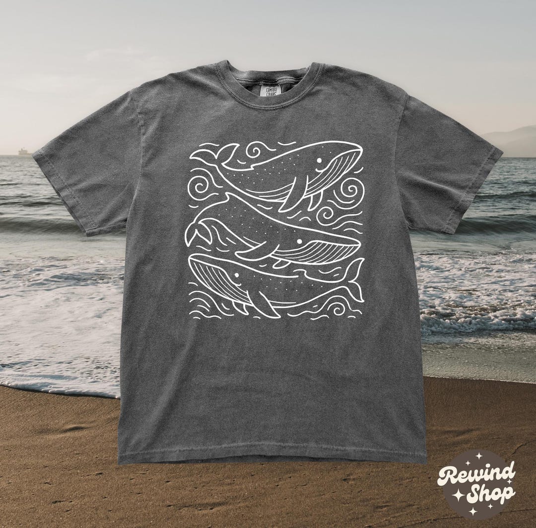 Whale Doodle Comfort Colors® Tshirt - Minimalist Ocean Shirts - Ocean ...