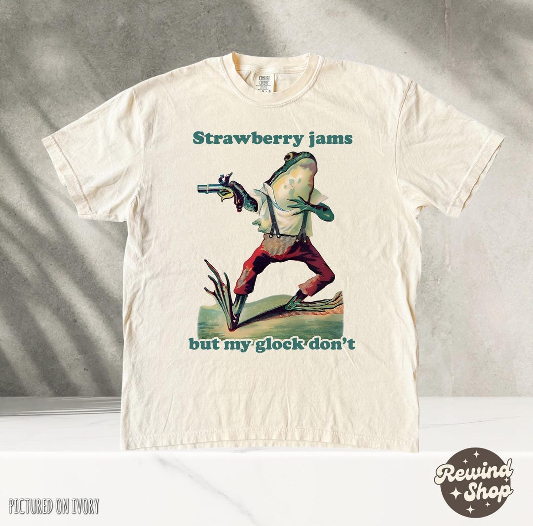 Strawberry Jams but My Glock Dont Frog Shirt, Retro 90s Frog Shirt ...