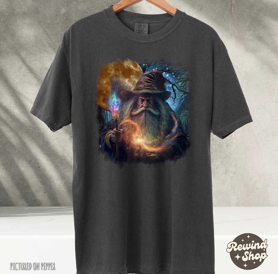 Vintage Wizard Tshirt, Fantasy Tshirt, Goth Wizard Moon Spell Shirt ...
