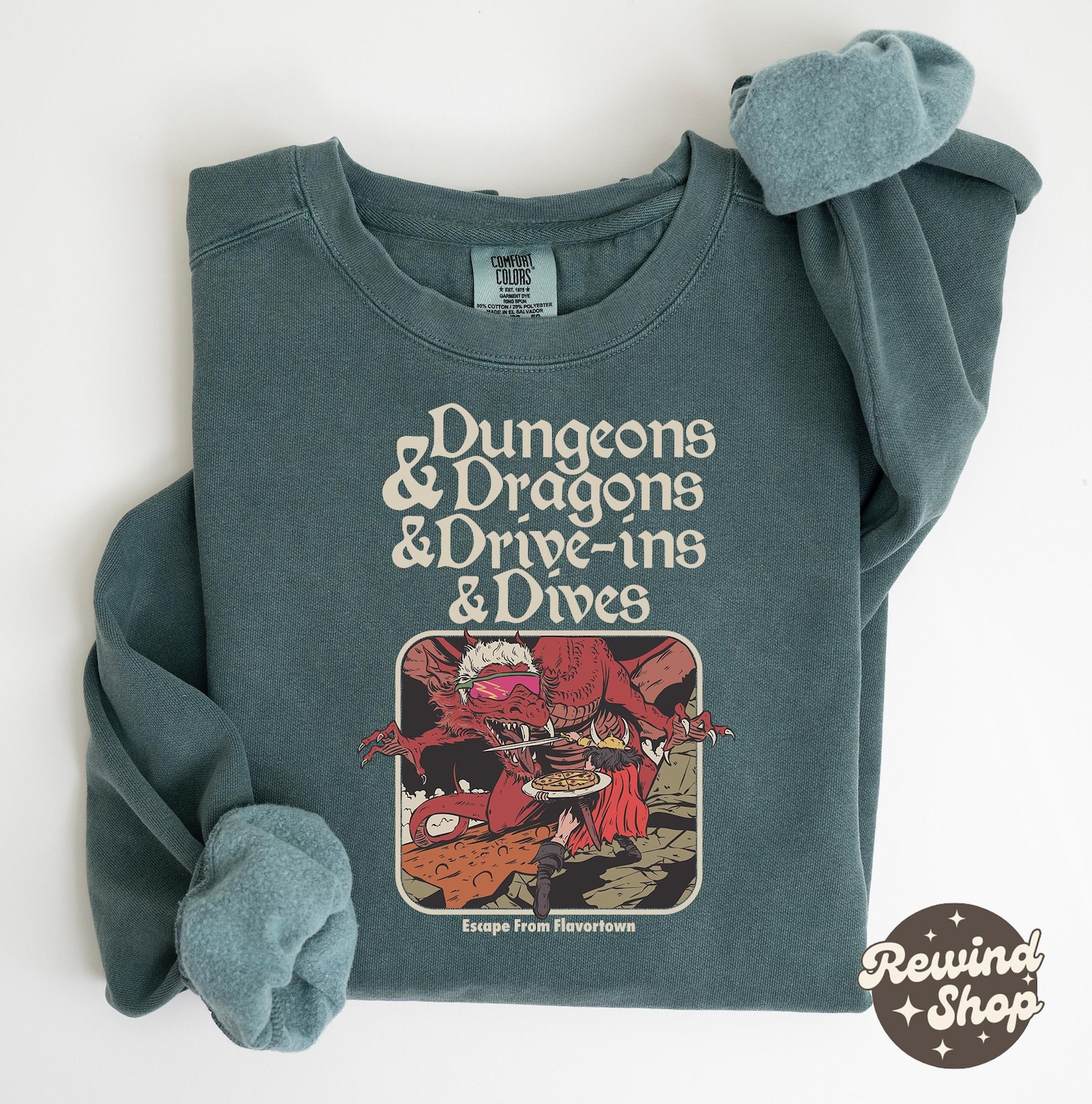 Dungeon Dragon Dive Ins and Dives Crewneck Sweatshirt - Guy Fieri ...
