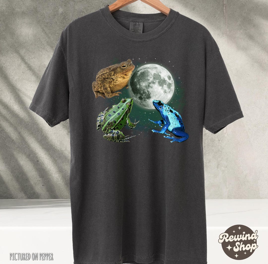 Three Frogs Moon Vintage T-shirts, Retro Toads Graphic Tshirt, Frog ...