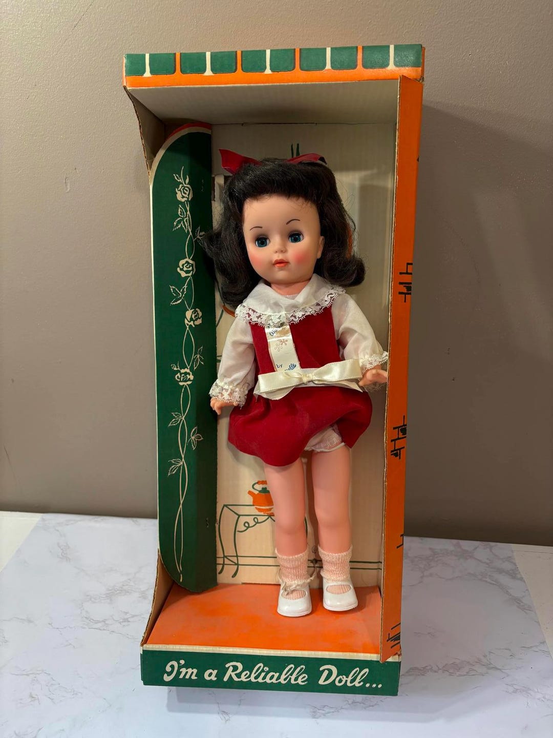 Vintage Reliable Doll in Classic Red Dress With Box Rosalyn Walker 18 ...
