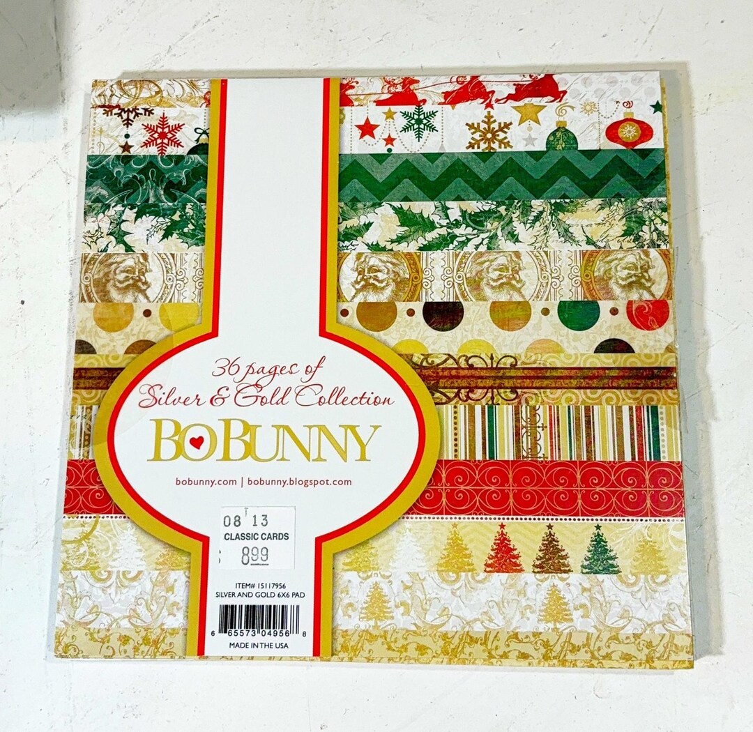 Bo Bunny 6 X 6 Paper Pad Silver and Gold 34 Sheets Christmas - Etsy