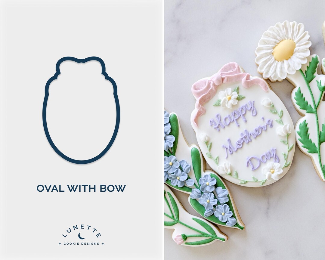 Oval With Bow Plaque Cookie Cutter - Etsy