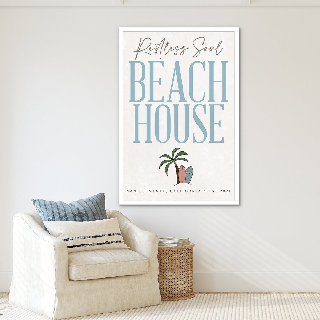 Custom Beach Welcome Sign Canvas Wall Art - Etsy