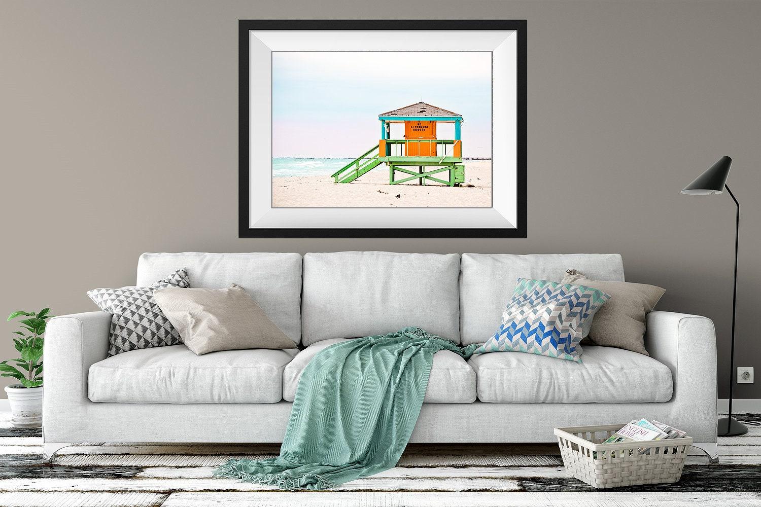 Orange & Green #2 Lifeguard Stand Miami Beach, Living Room Wall Art ...
