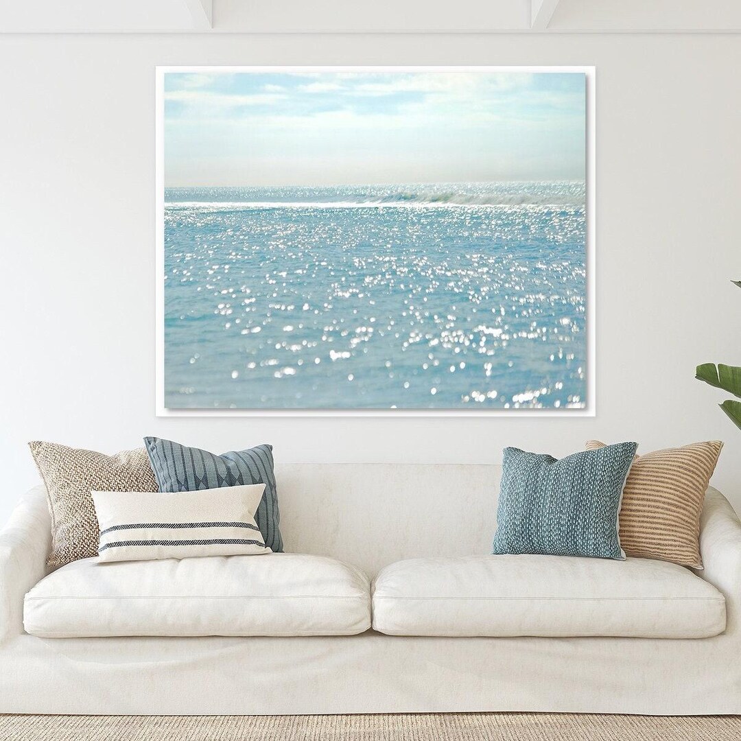 Abstract Coastal Shoreline, Turquoise Blue Beach Wall Art Decor Print ...