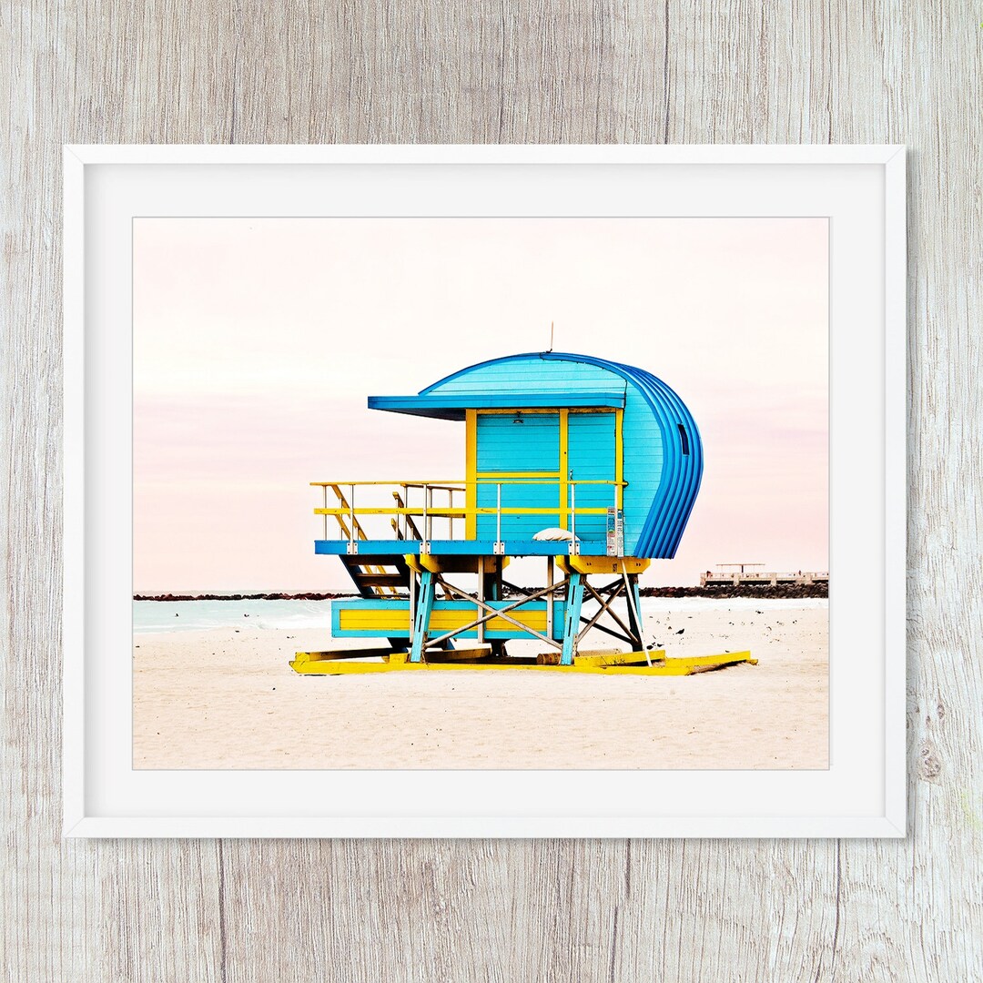 Blue 1 Lifeguard Stand Miami Beach Wall Art, Coastal Decor Photography ...
