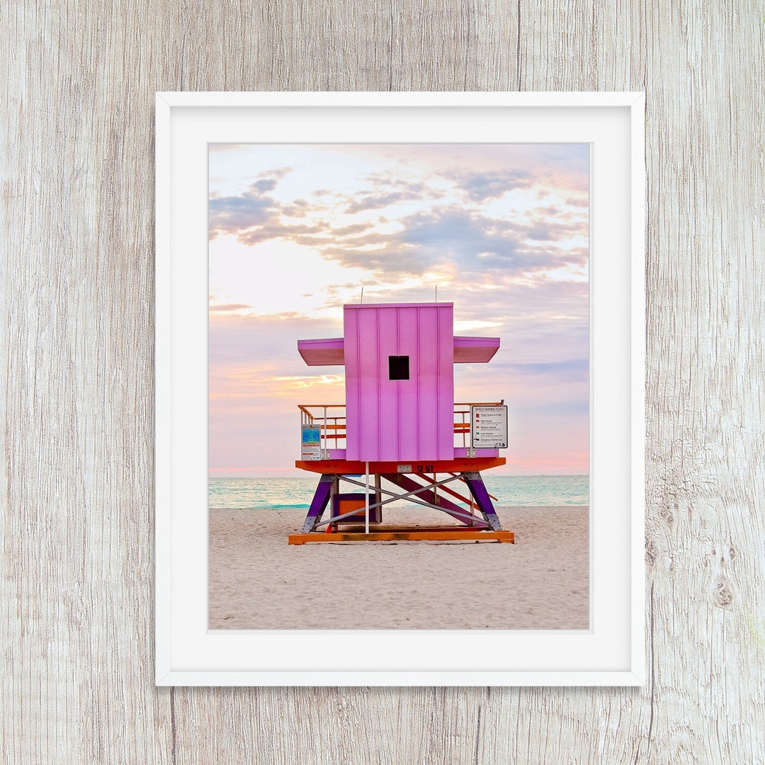 Pink 3 Art Deco Miami Lifeguard Stand, South Beach Lifeguad Tower Wall ...