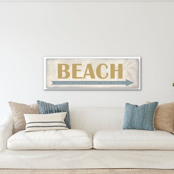 Custom Beach Sign Coastal Wall Decor | Etsy