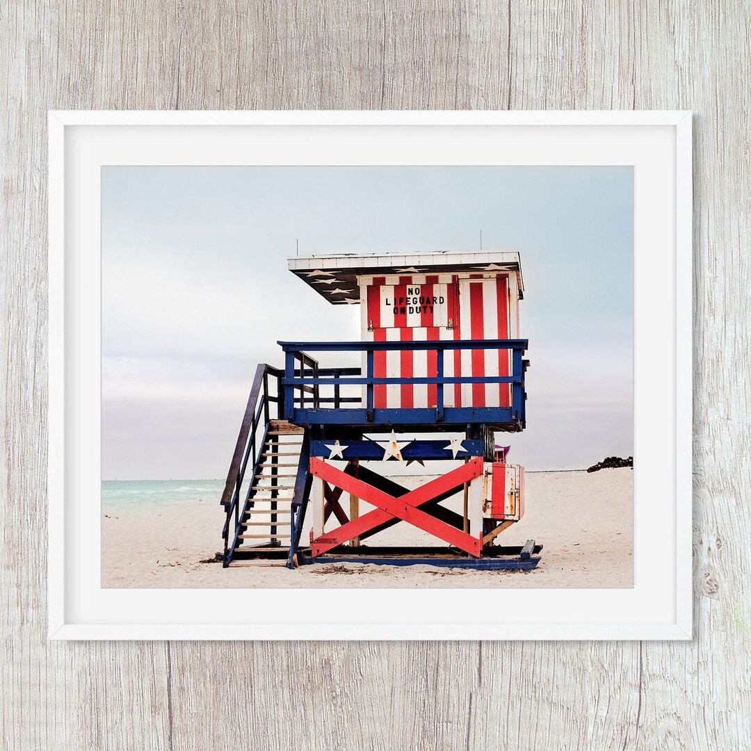 Red White & Blue #3 Lifeguard Stand Miami Beach, Coastal Wall Art ...