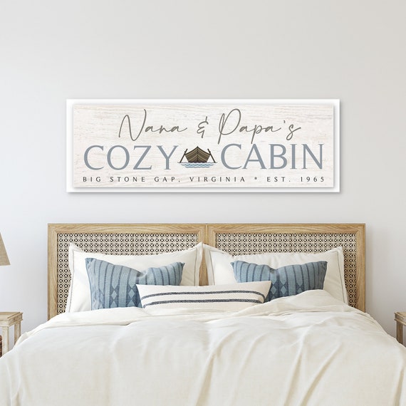 Custom Cabin Wall Decor Personalized Rustic Canvas Sign | Etsy