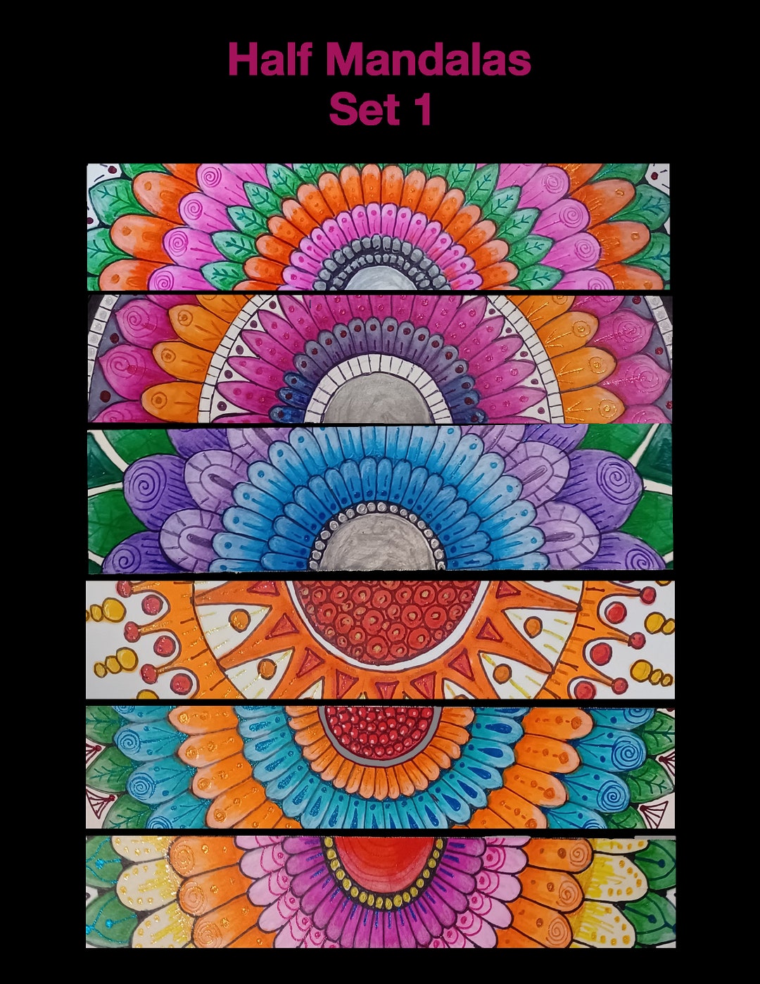 Set 1 Half Mandalas Digital Printable - Etsy
