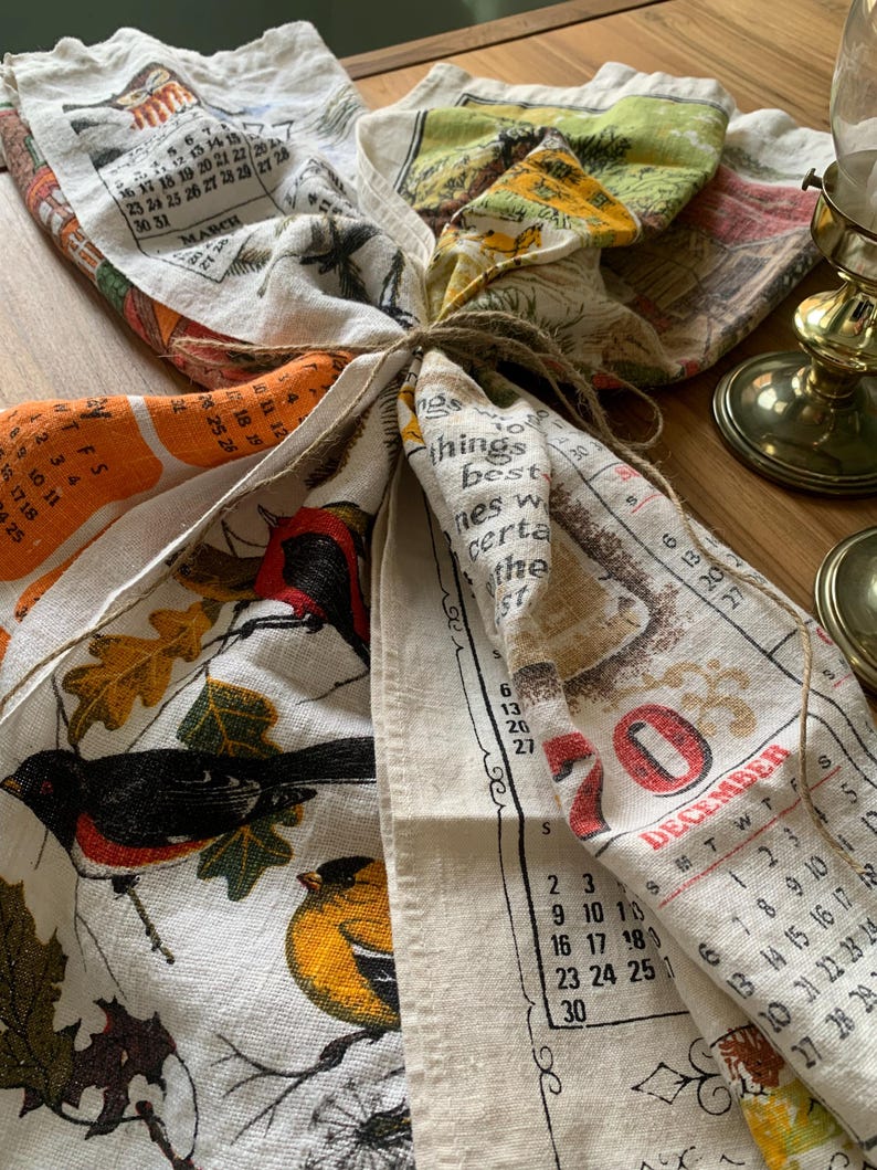1970s Calendar Tea Towels, Set of 4 - Etsy