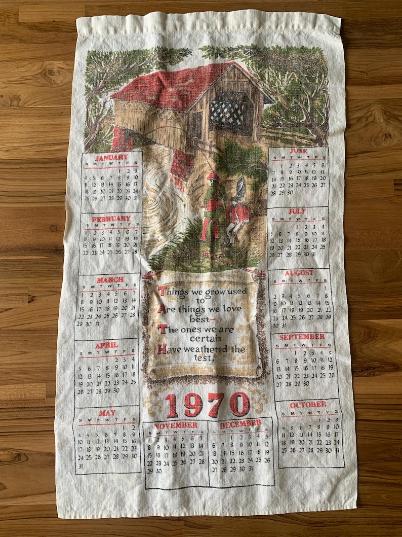 1970s Calendar Tea Towels, Set of 4 - Etsy