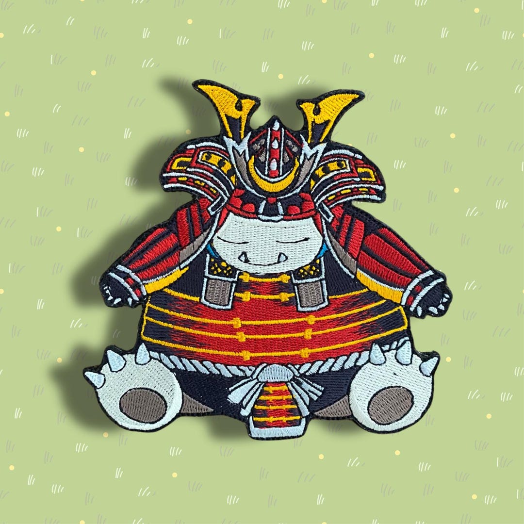 Shōgun-lax, Samurai-lax, Snore Lax Embroidered, Hook and Loop Patch ...