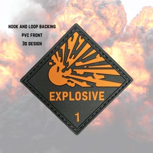 Explosives Class 1 Hazardous Materials PVC Hook and Loop Patch, Orange ...