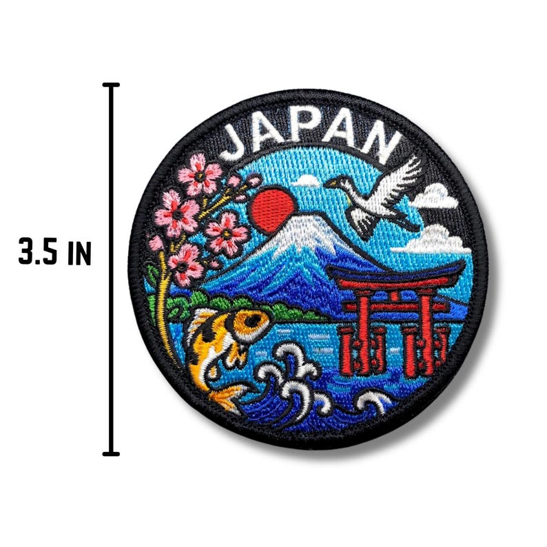 Japan Embroidered Patch: Cherry Blossom, Mt Fuji, Torii Gate, Koi Fish ...