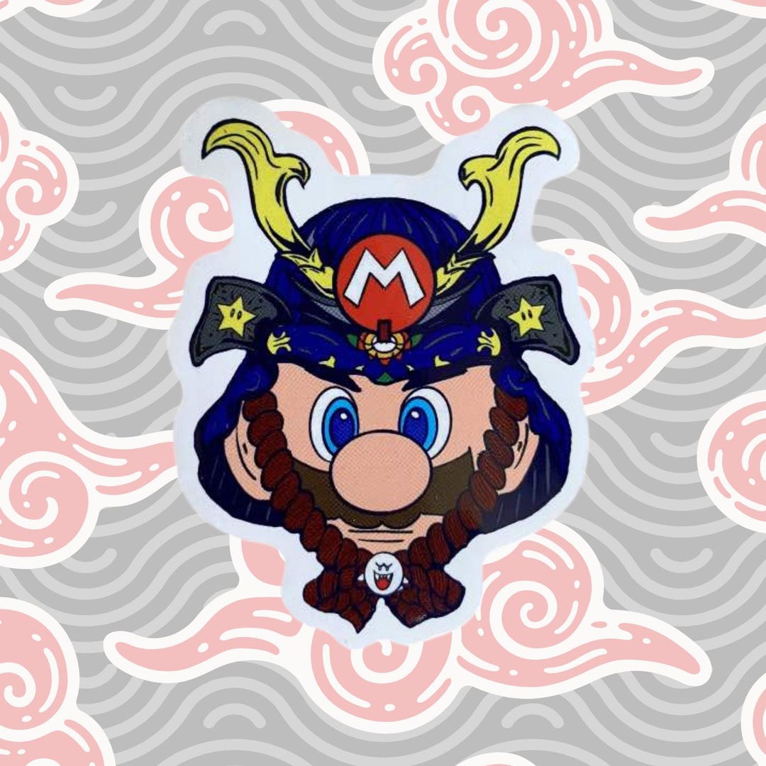SAMURAI MARIO Vinyl, Waterproof Water Bottle, Laptop Sticker, Super ...