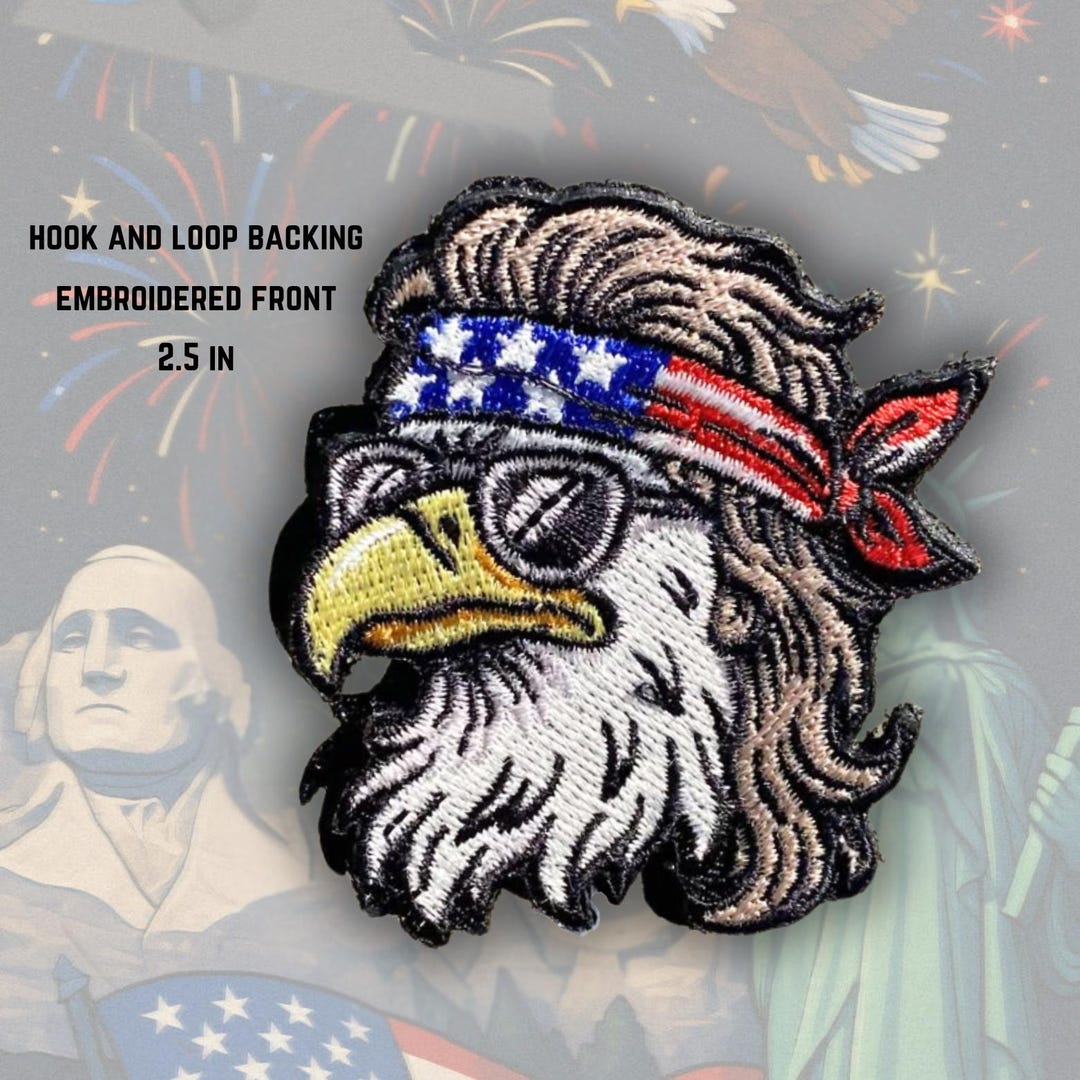 Patriotic Bald Eagle Patch: 'merica Mullet, Sunglasses, Headband - Etsy