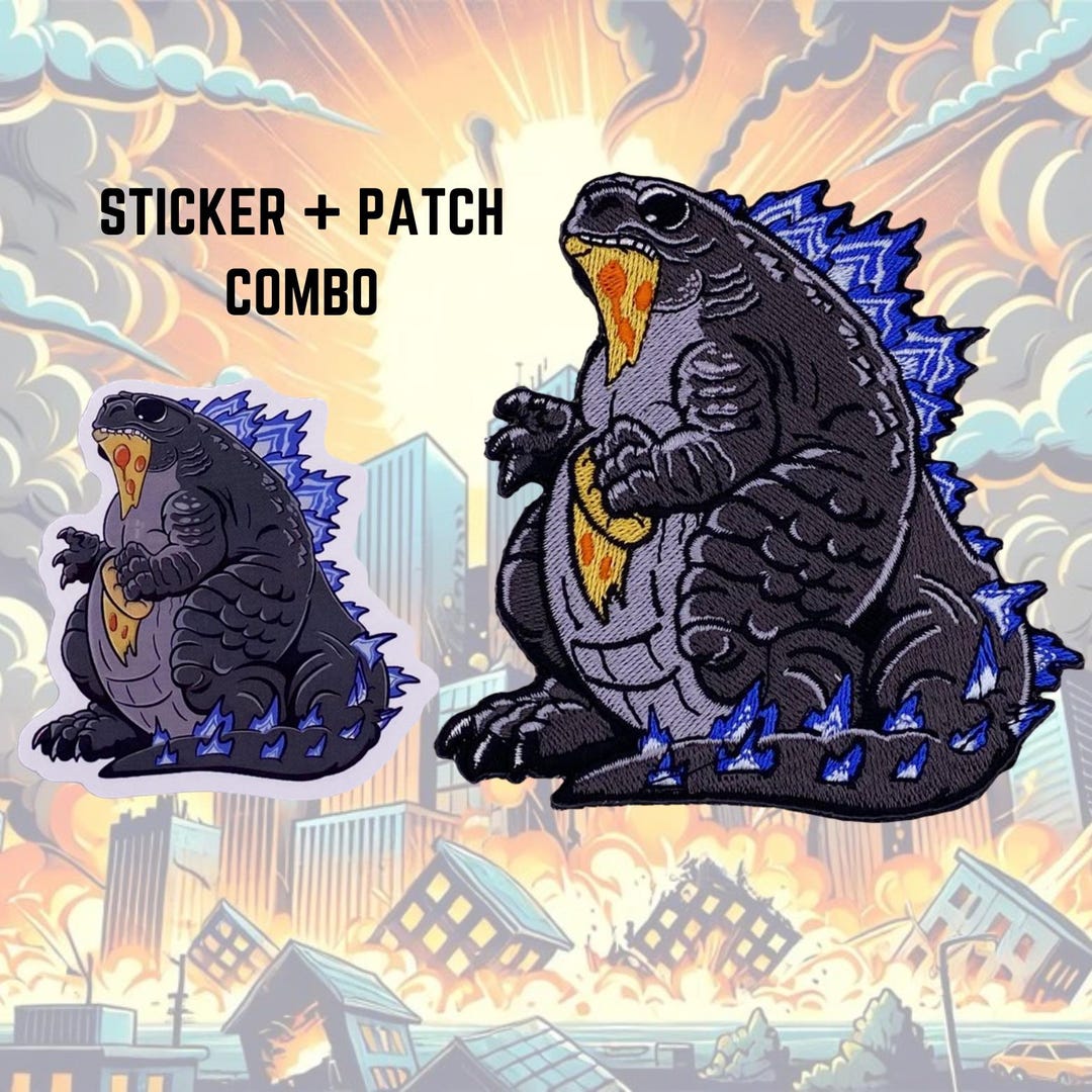 CARB-ZILLA Embroidered Patch + Sticker, Japan, OCP, Godzilla Eating ...