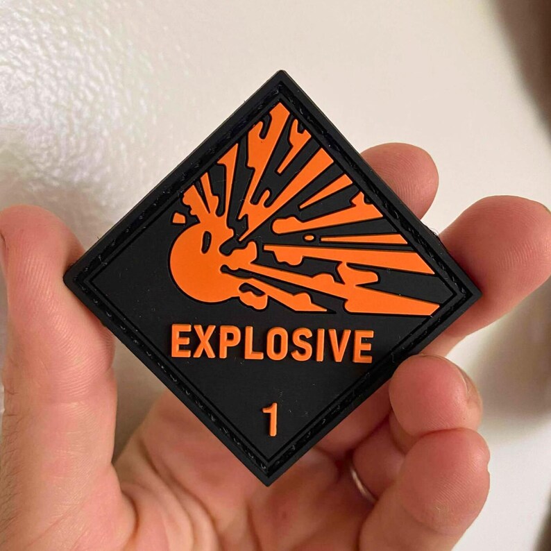 Explosives Class 1 Hazardous Materials PVC Hook and Loop Patch, Orange ...