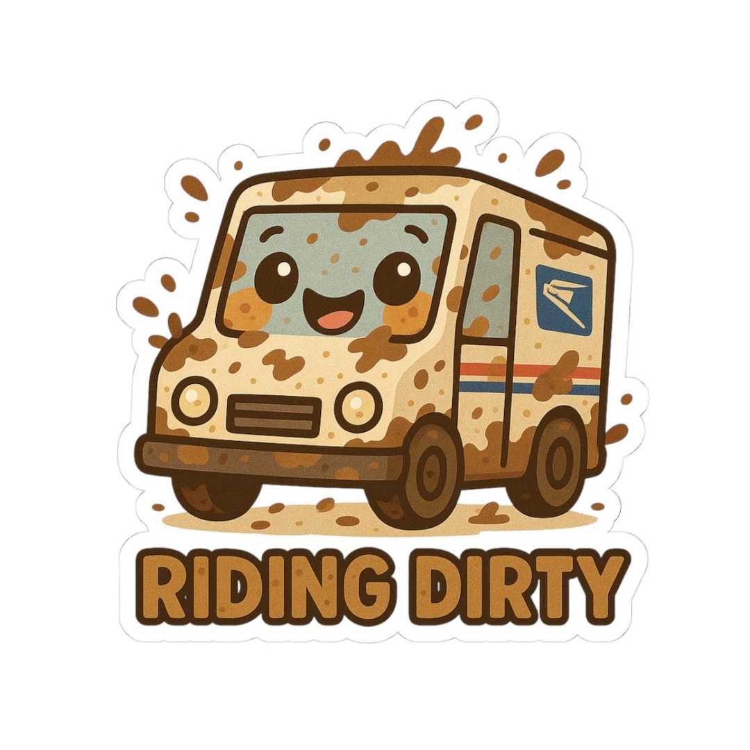 Mail Truck Cute Riding Dirty Stickers for Laptop, Planner Decor, Fun ...