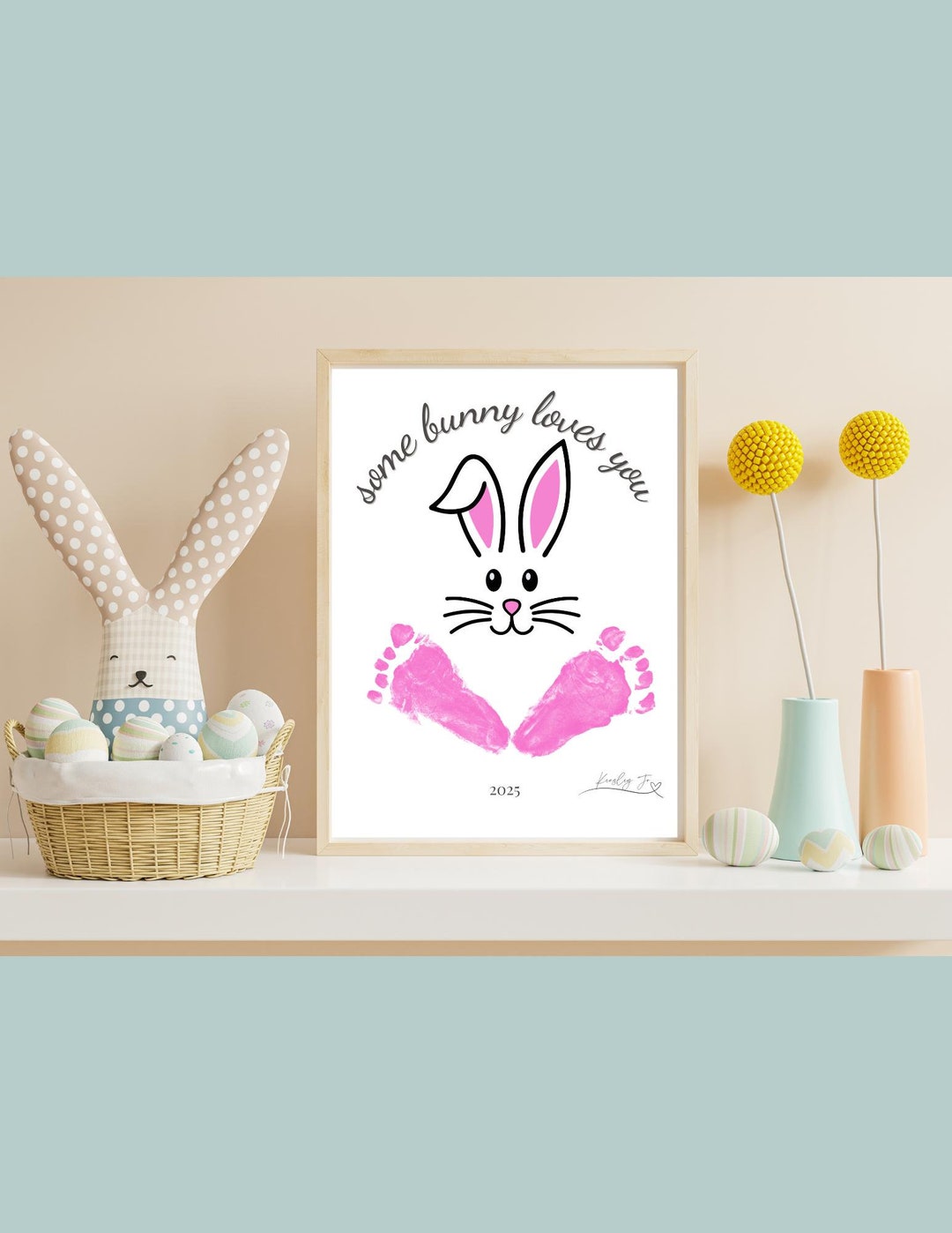 Printable Some Bunny Loves You Footprint Bunny Feet Craft – Editable ...