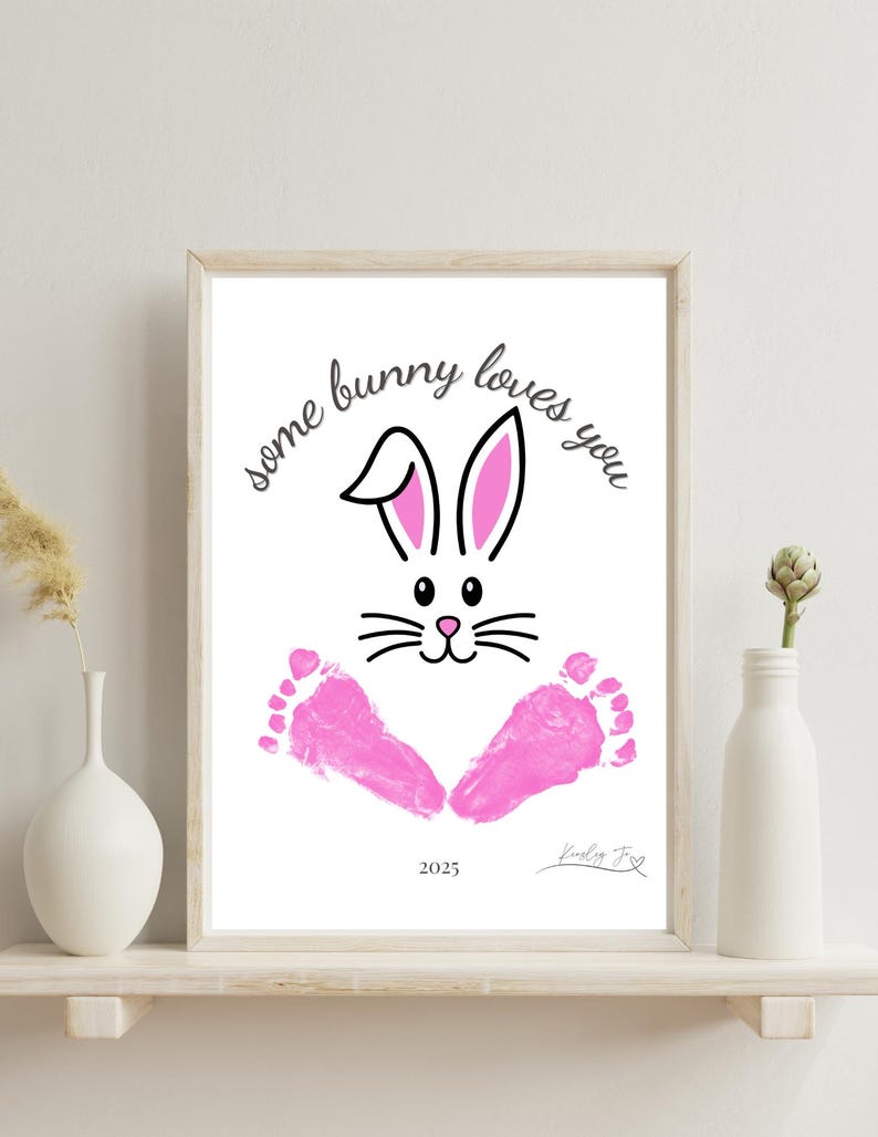 Printable Some Bunny Loves You Footprint Bunny Feet Craft – Editable ...