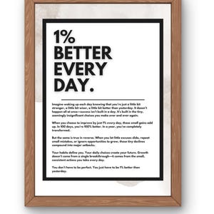 1% Better Every Day Digital Download | Motivational Wall Art ...