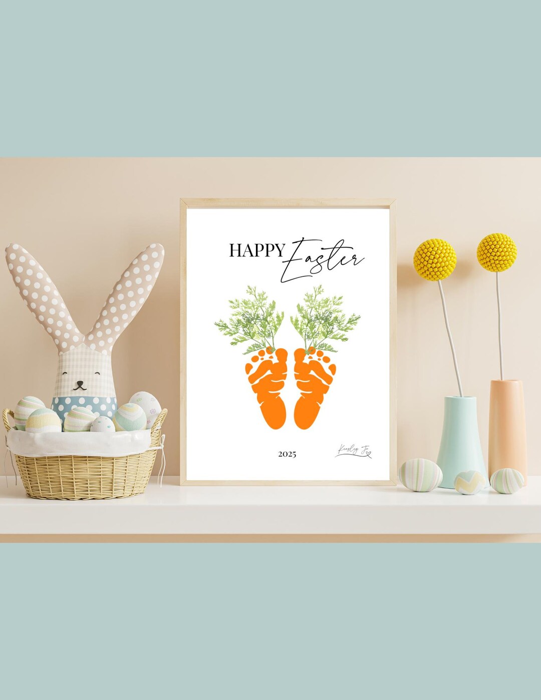 Easter Printable L Printable Happy First Easter Footprint Craft – Kids ...