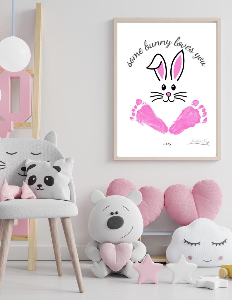 Printable Some Bunny Loves You Footprint Bunny Feet Craft – Editable ...