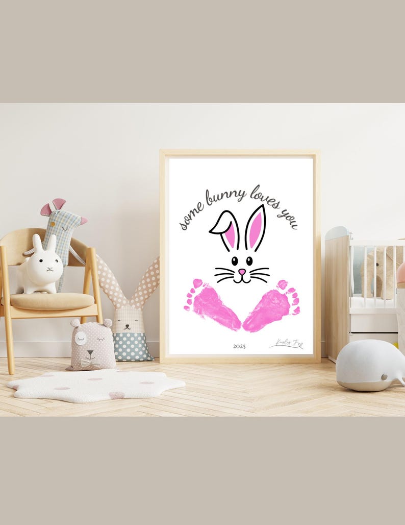 Printable Some Bunny Loves You Footprint Bunny Feet Craft – Editable ...
