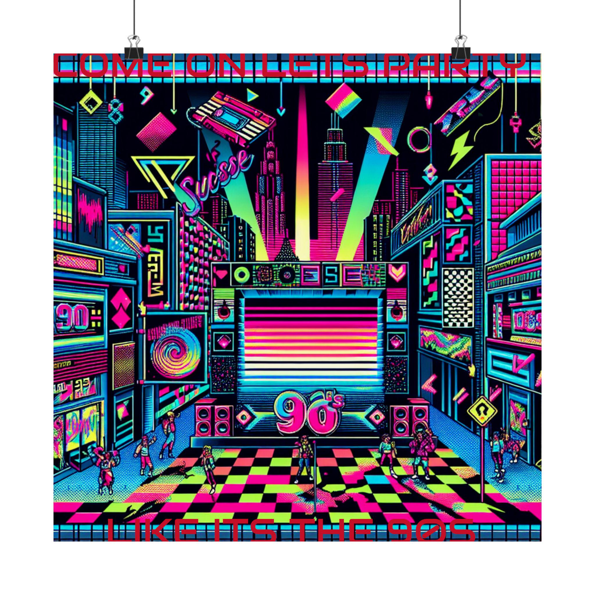90s Retro Party Matte Vertical Posters Vibrant Wall Art for Nostalgic ...