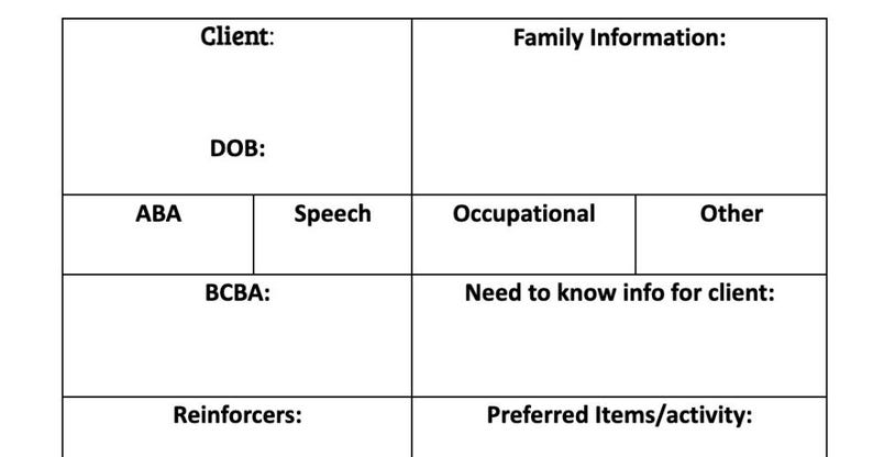 ABA Client Info Reference Sheet - Etsy