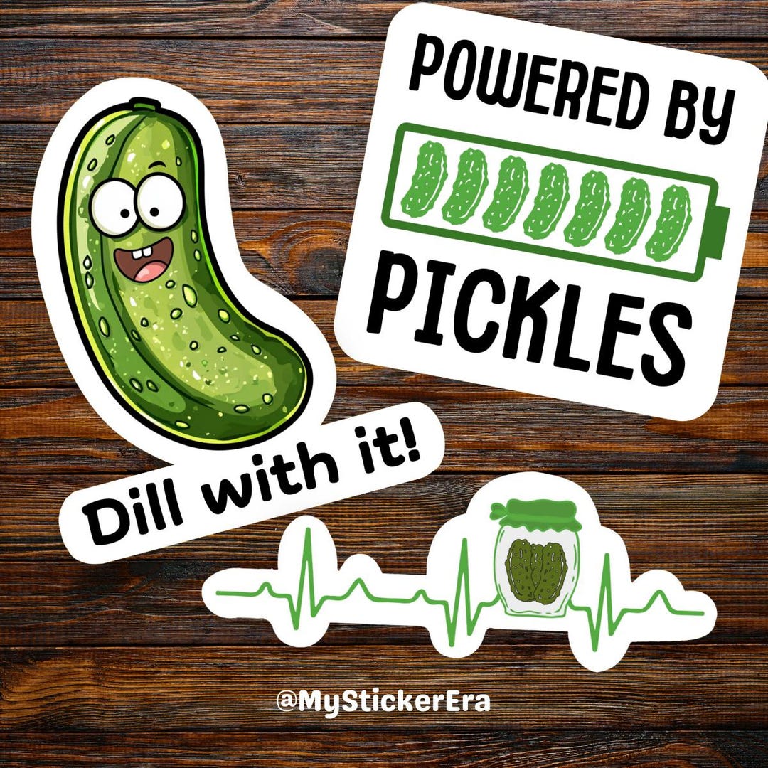 Funny Pickle Sticker, Dill With It, Vinyl Waterproof Sticker for Pickle ...