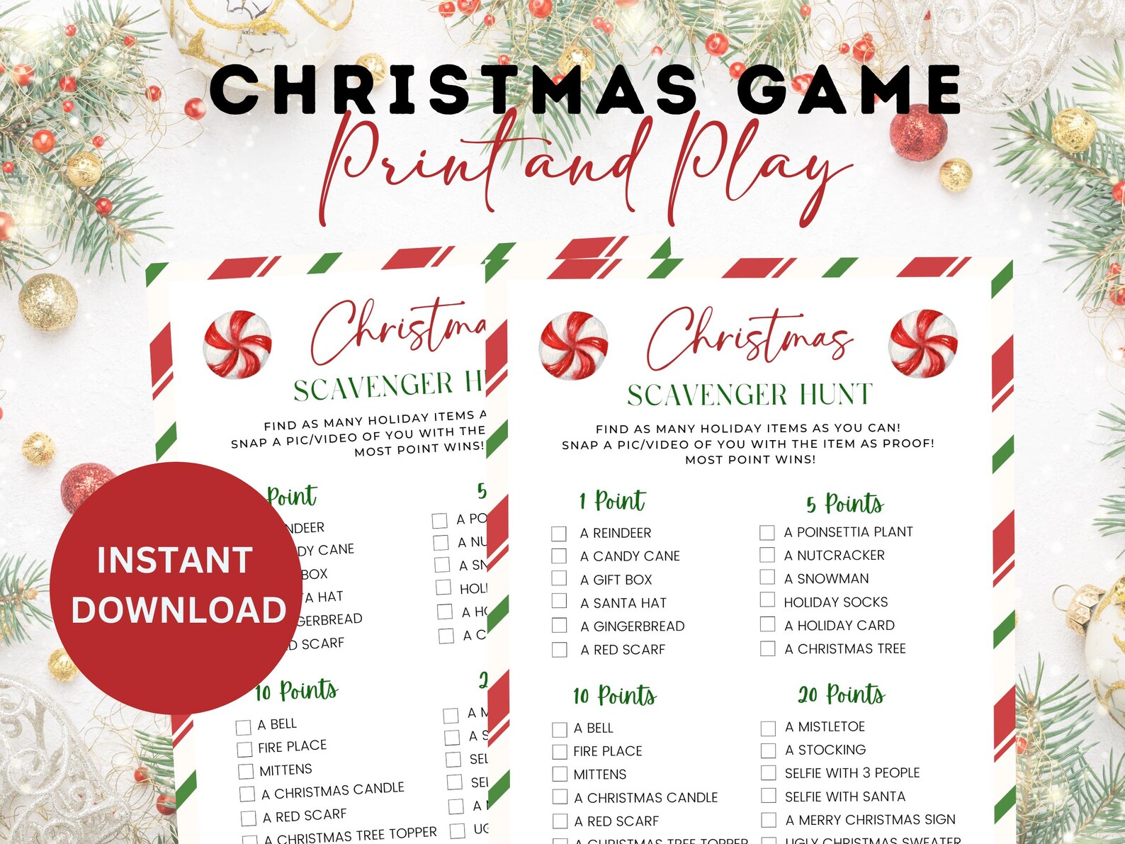 Christmas Scavenger Hunt, Christmas Trivia, Treasure Hunt Game ...