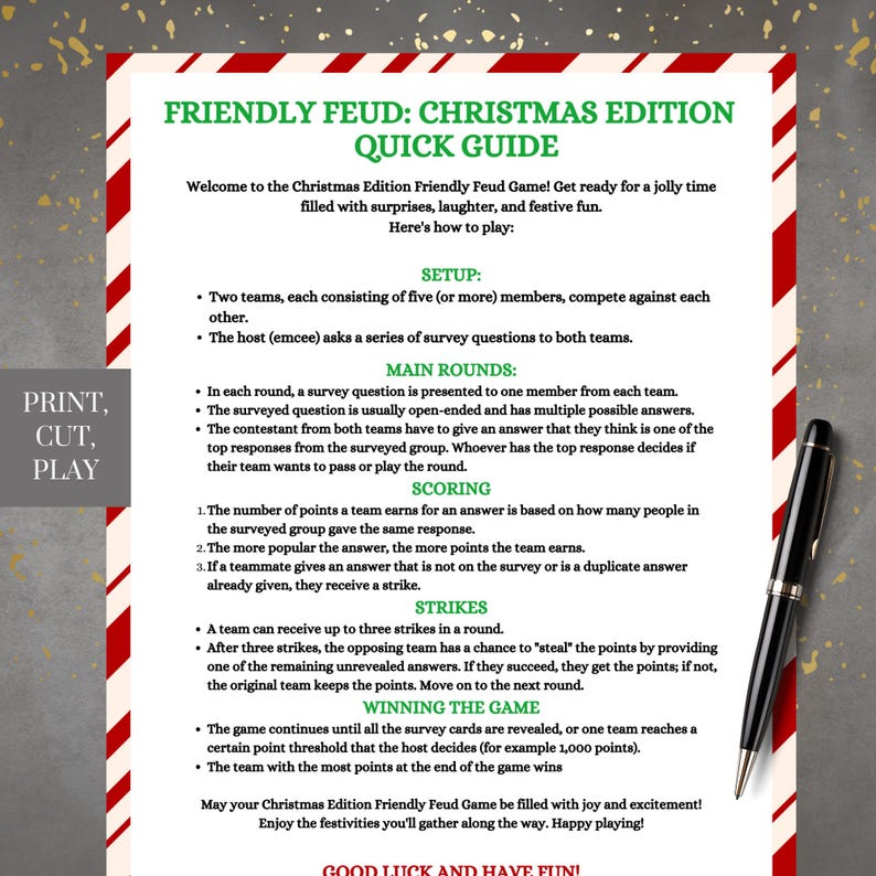 Christmas Trivia, Friendly Feud, Printable Christmas Games, Christmas ...
