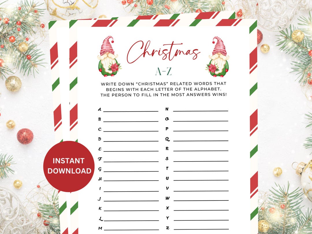 Christmas A-Z, Christmas Race Game, Christmas Party Game, Christmas ...